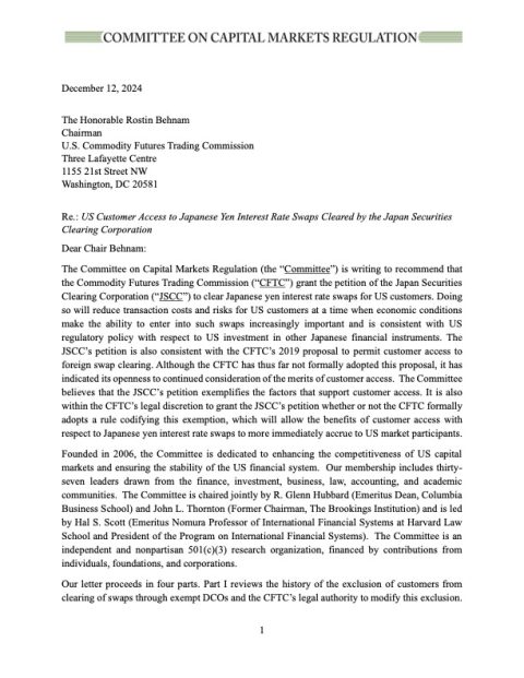Policy Work - Committee on Capital Markets Regulation